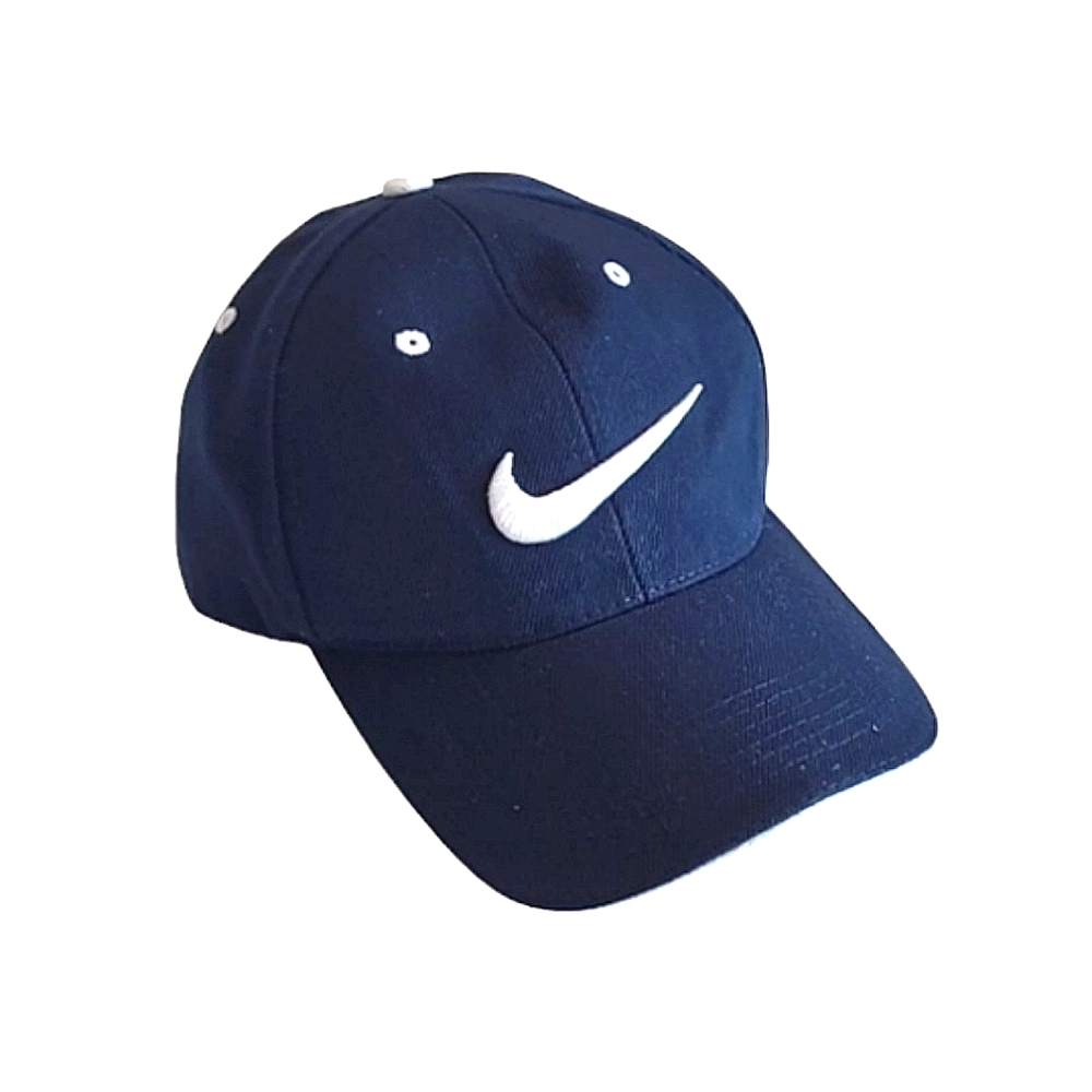 Nike Logo Baseball Hat Swoosh Black & White Cap Adjus… - Gem